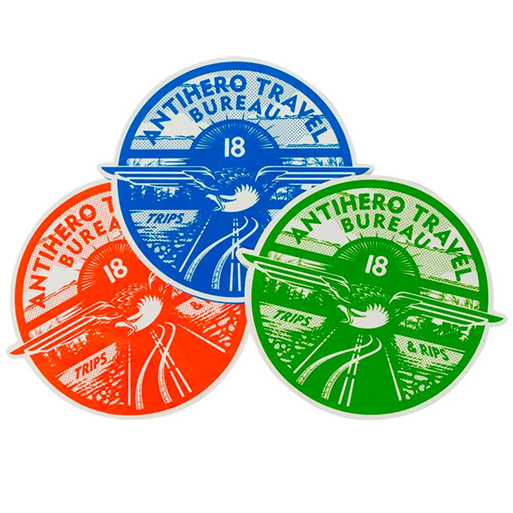 Anti Hero Travel Bureau Sticker - 3.75 – Focus Boardshop