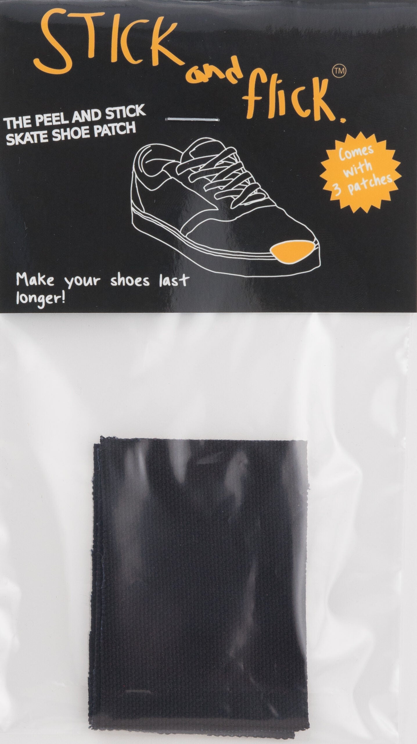 Stick & Flick Black Canvas Peel and Stick Shoe Patch – Focus Boardshop